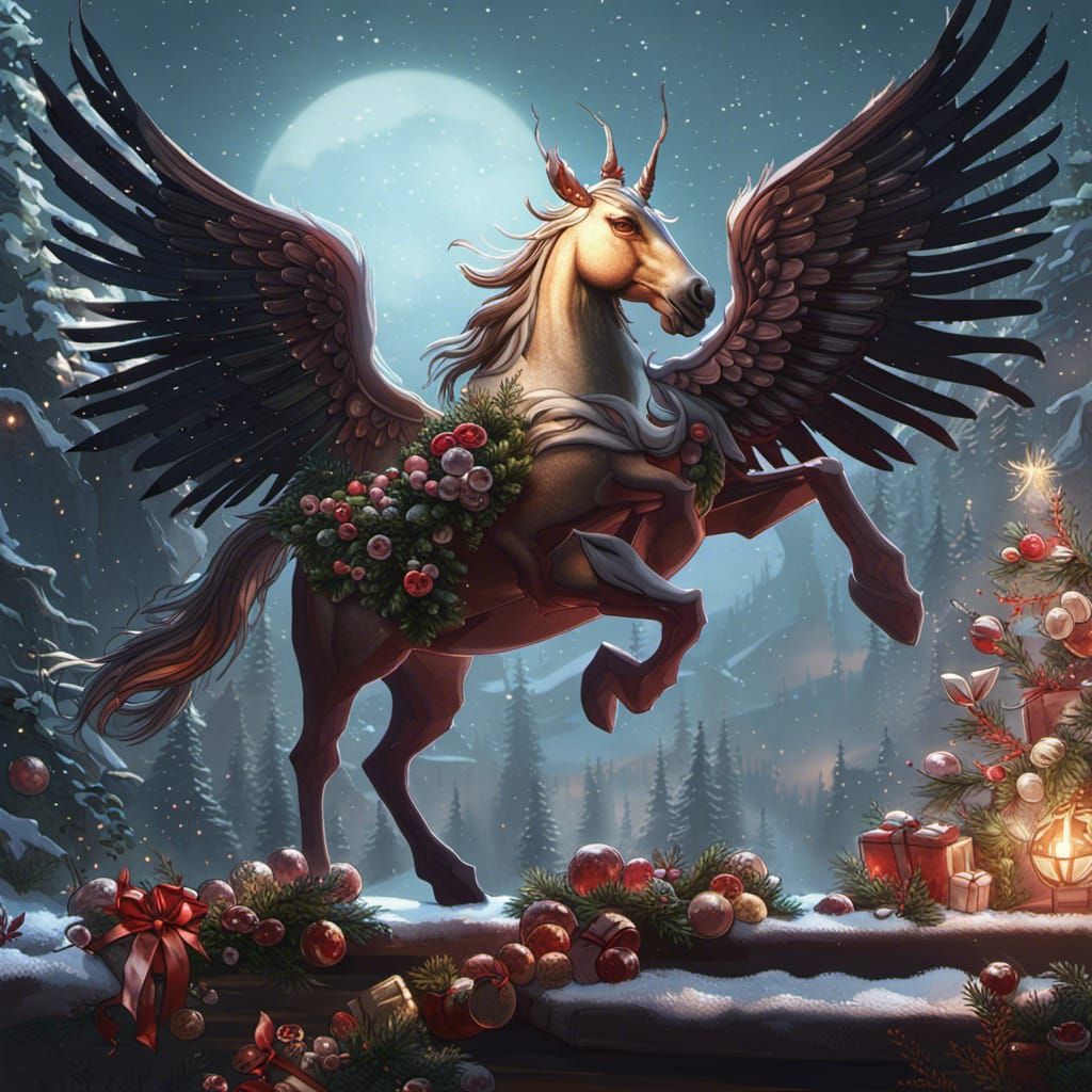 Christmas Pegasus - AI Generated Artwork - NightCafe Creator