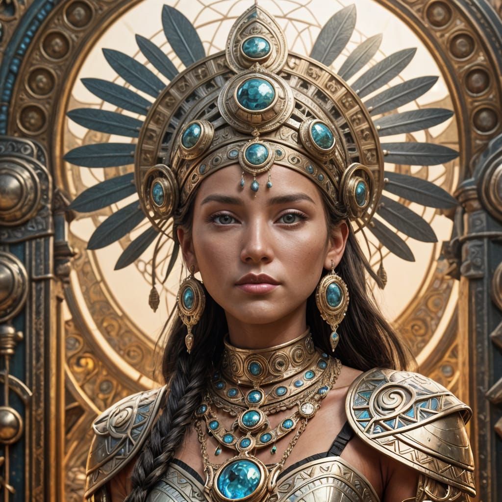 Regal Inca Goddess Emerges in Futuristic Art Nouve... - AI Art