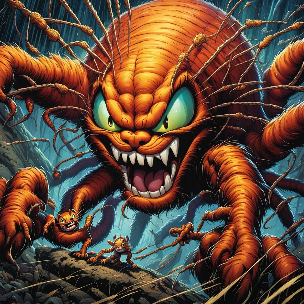 Garfield has fused with his enemy the spider - AI Generated Artwork ...