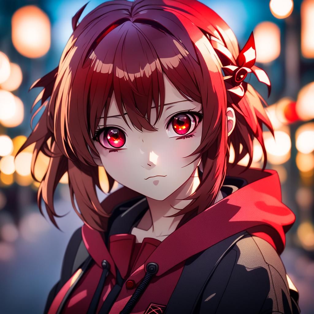 anime girl with ruby eyes - AI Generated Artwork - NightCafe Creator
