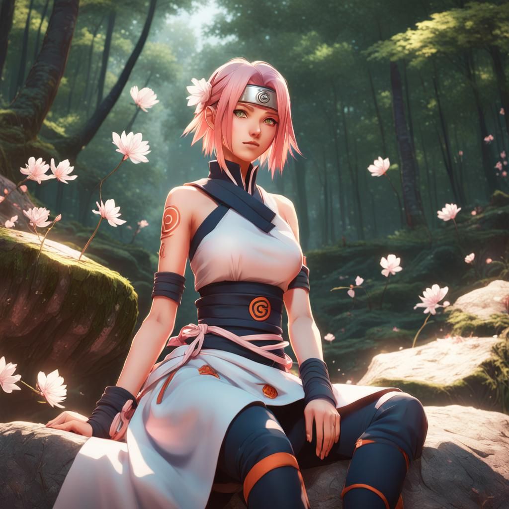 Sakura - A cherry blossom in the forest (modified) - AI Generated ...