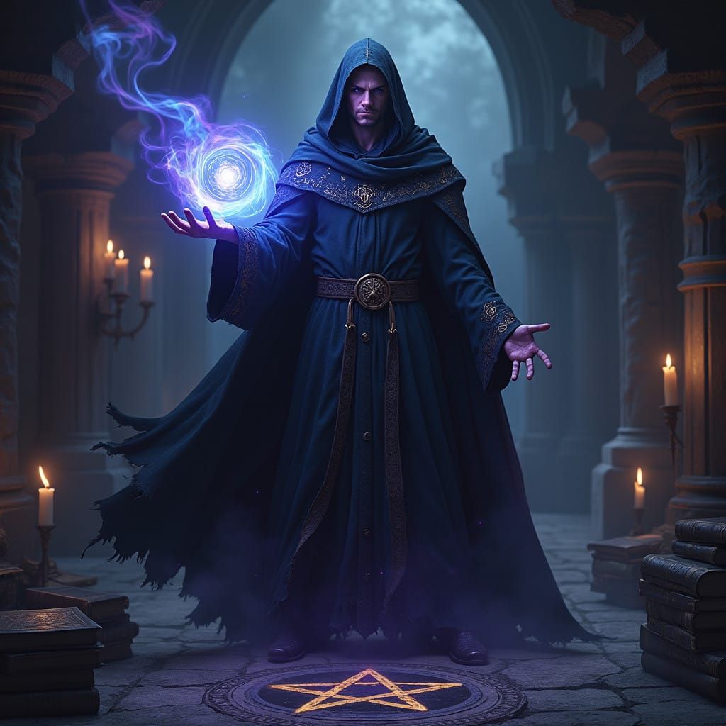Surreal Portrait of Arcane Warlock in Mystic Realm - AI Art