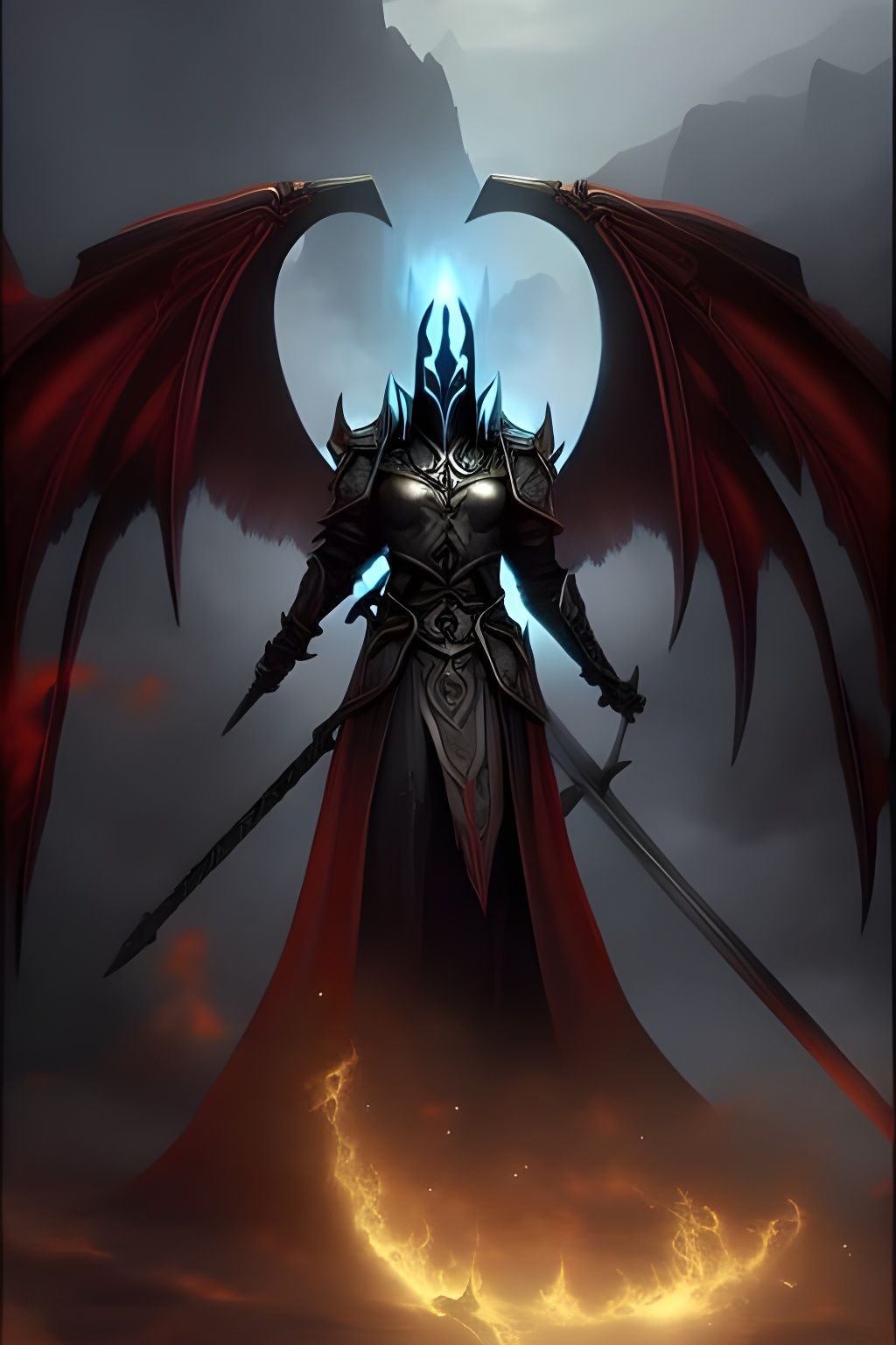 Sinister and insanely detailed image of a dark fantasy noir MALE ...