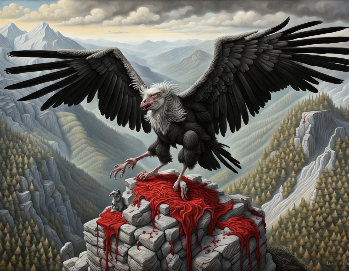 vulture on a cliff top - AI Generated Artwork - NightCafe Creator