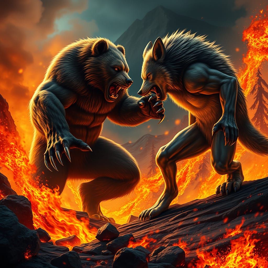 Werewolf vs Werebear - Apocalyptic Beast Battle in Hyperrea...