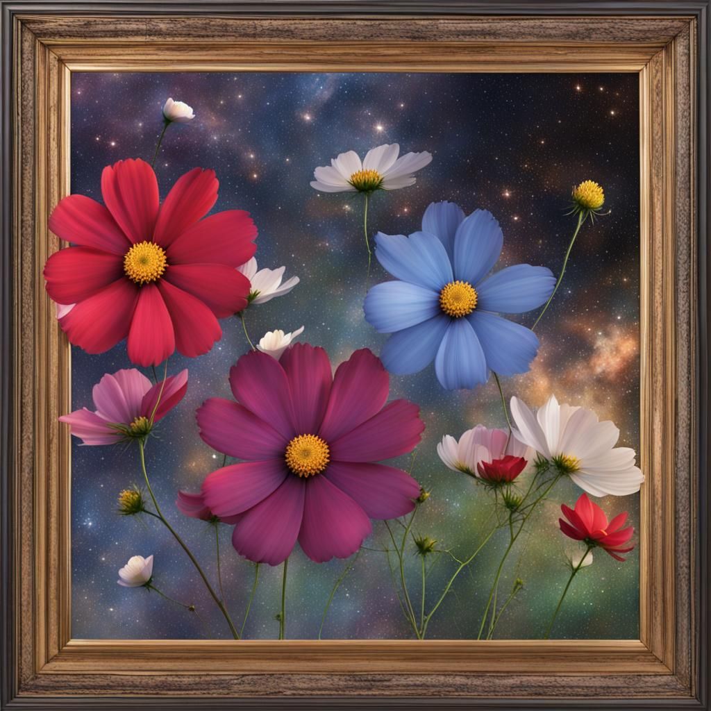 Cosmos Flowers - AI Generated Artwork - NightCafe Creator