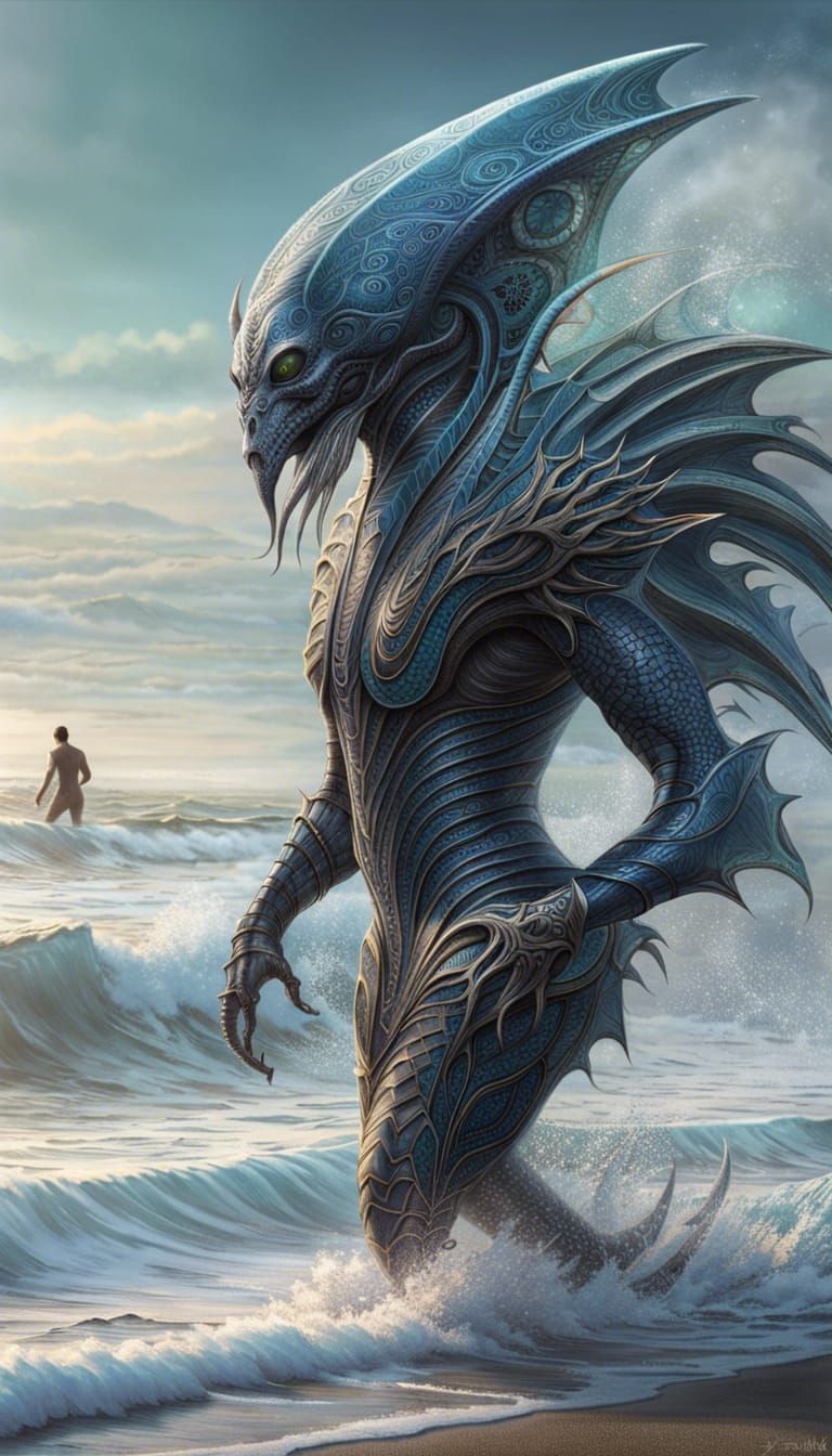 Sea Alien Creature on a Beach - AI Generated Artwork - NightCafe Creator