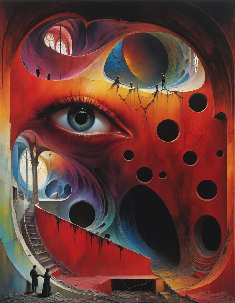 dark ethereal surreal horror art, dark surrealism, cubism ...