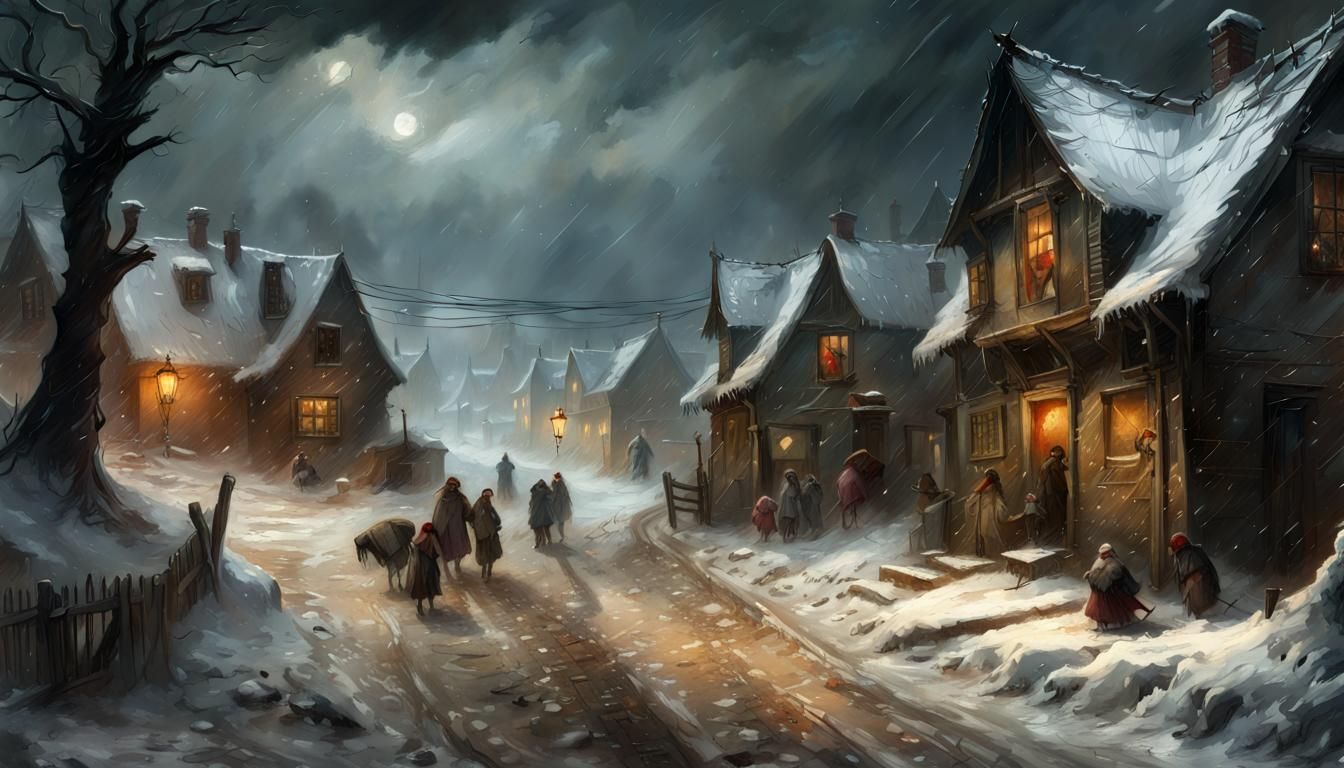 [Dark fantasy village during heavy snowstorm:0.8] (SDXL) - AI Generated ...
