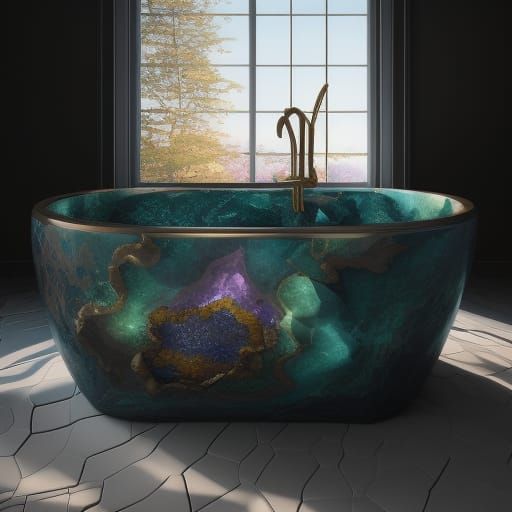 Amethyst geode claw foot tub - AI Generated Artwork - NightCafe Creator