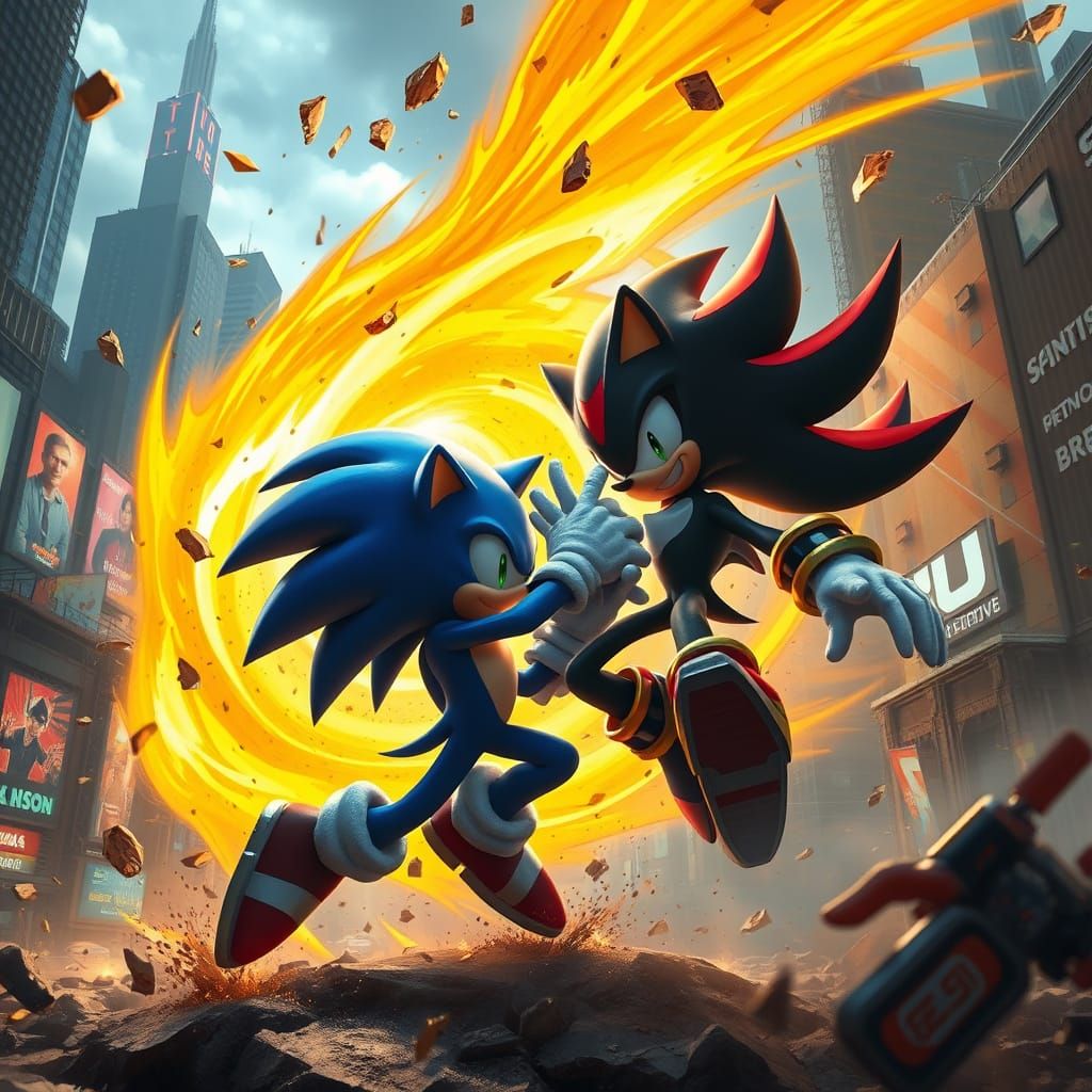 sonic vs shadow epic dual - Epic Cyberpunk Dual of Sonic and...