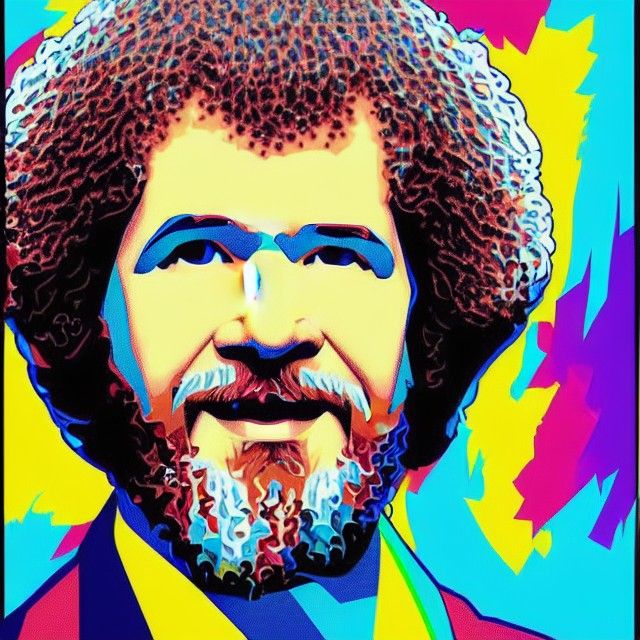 "Halftone Bob Ross Portrait" Pop Art; Colourful; Beautiful; Bright ...