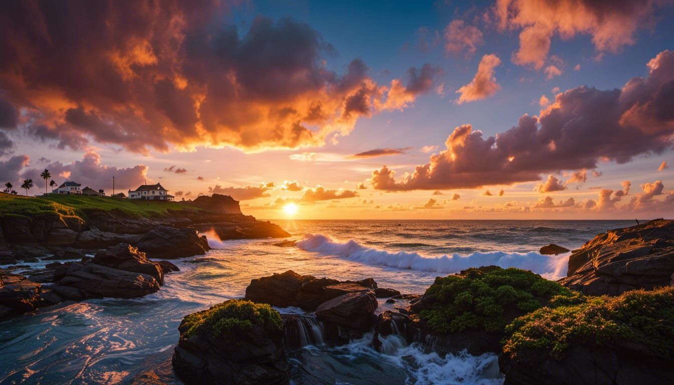 Most Fantastic Topical Island Landscape at Sunset With Dramatic Sky and ...