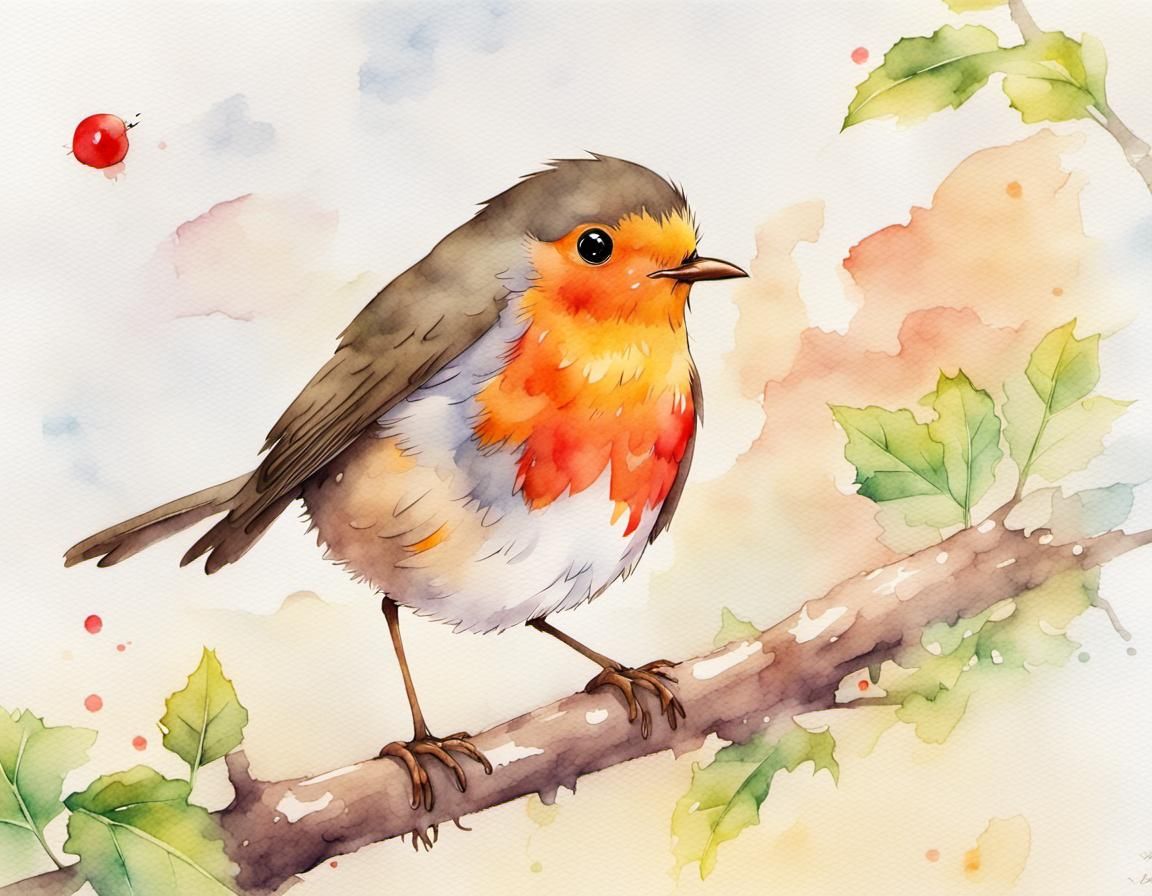 WATERCOLOUR ROBIN - AI Generated Artwork - NightCafe Creator