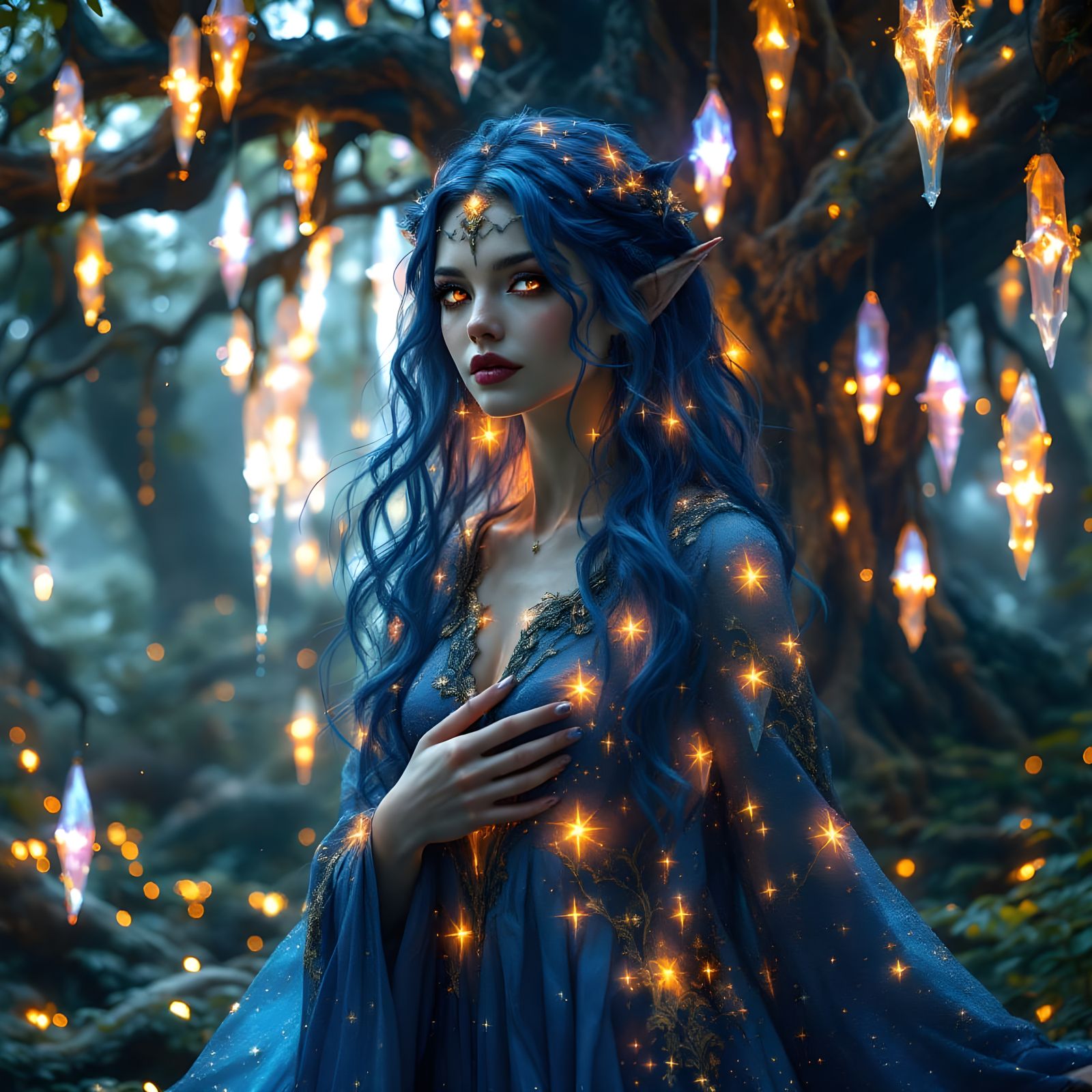 In the Mystical Forest - Ethereal Elven Sorceress in a Dream...