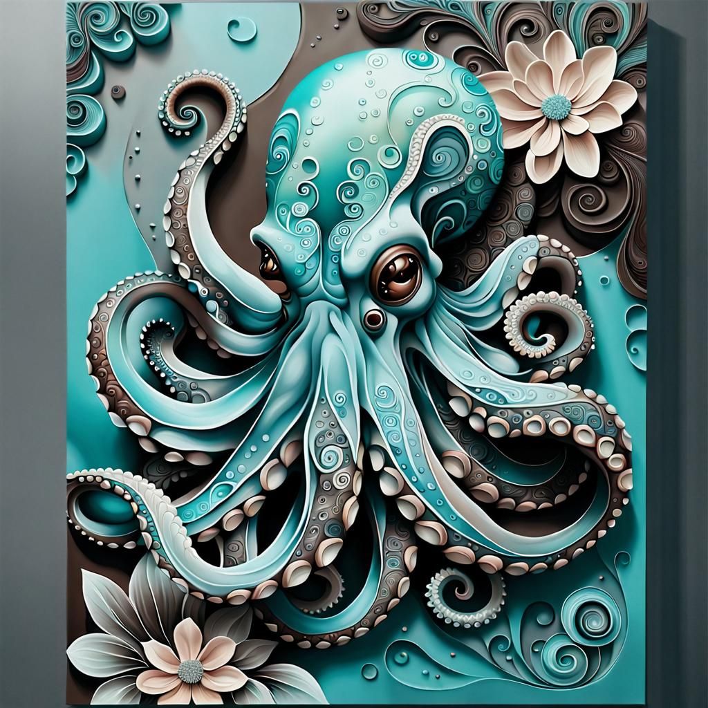 Material oil painting, embossed, Octopus l - AI Generated Artwork ...