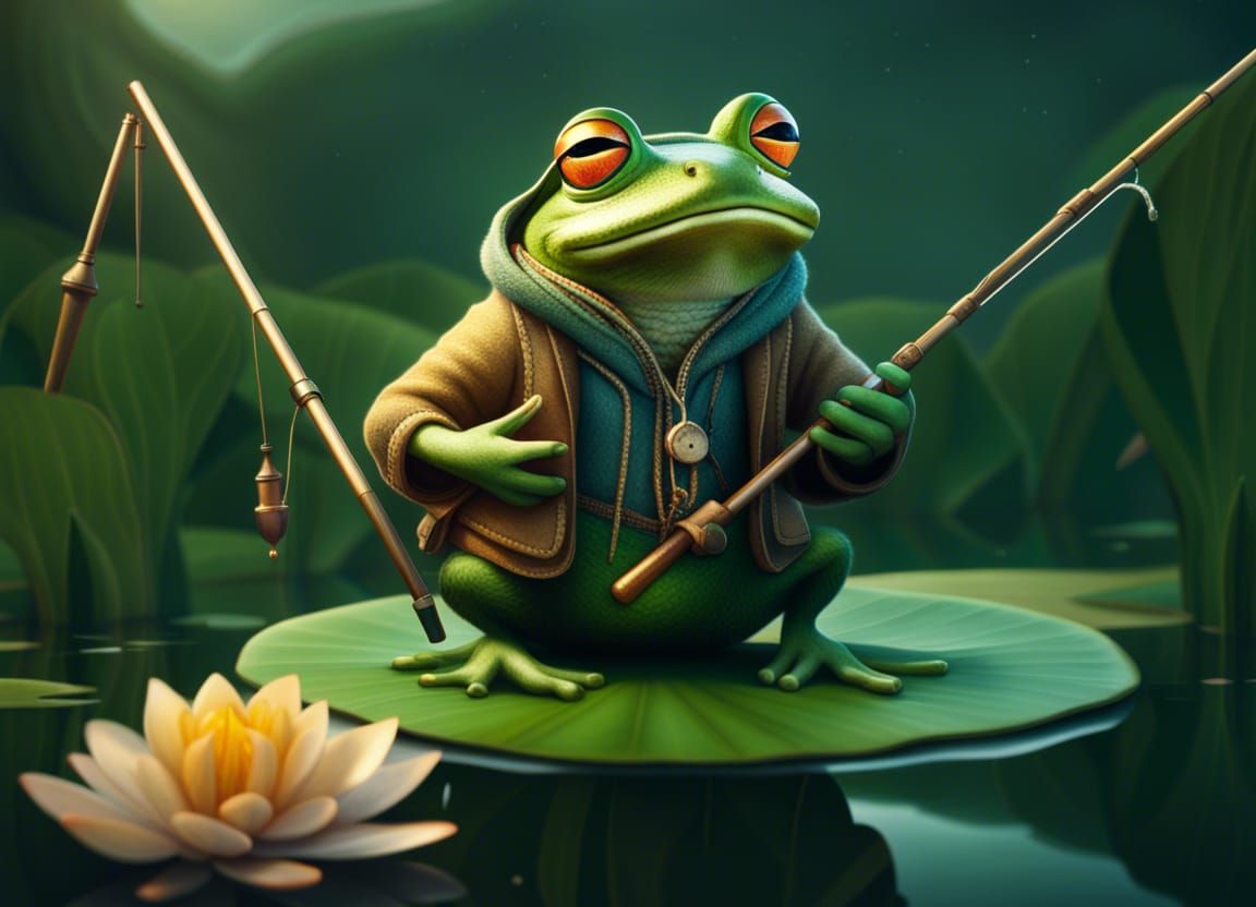 The fishing frog - AI Generated Artwork - NightCafe Creator