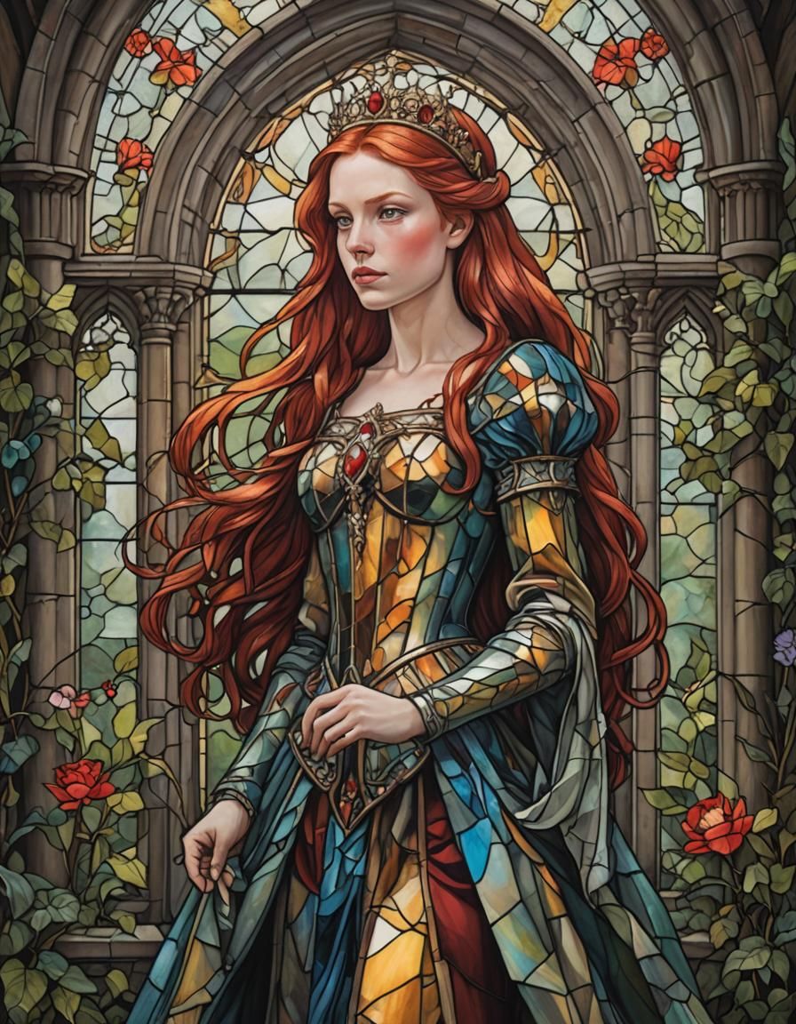 Stained Glass Portrait of Queen Maeve 1 - AI Generated Artwork ...