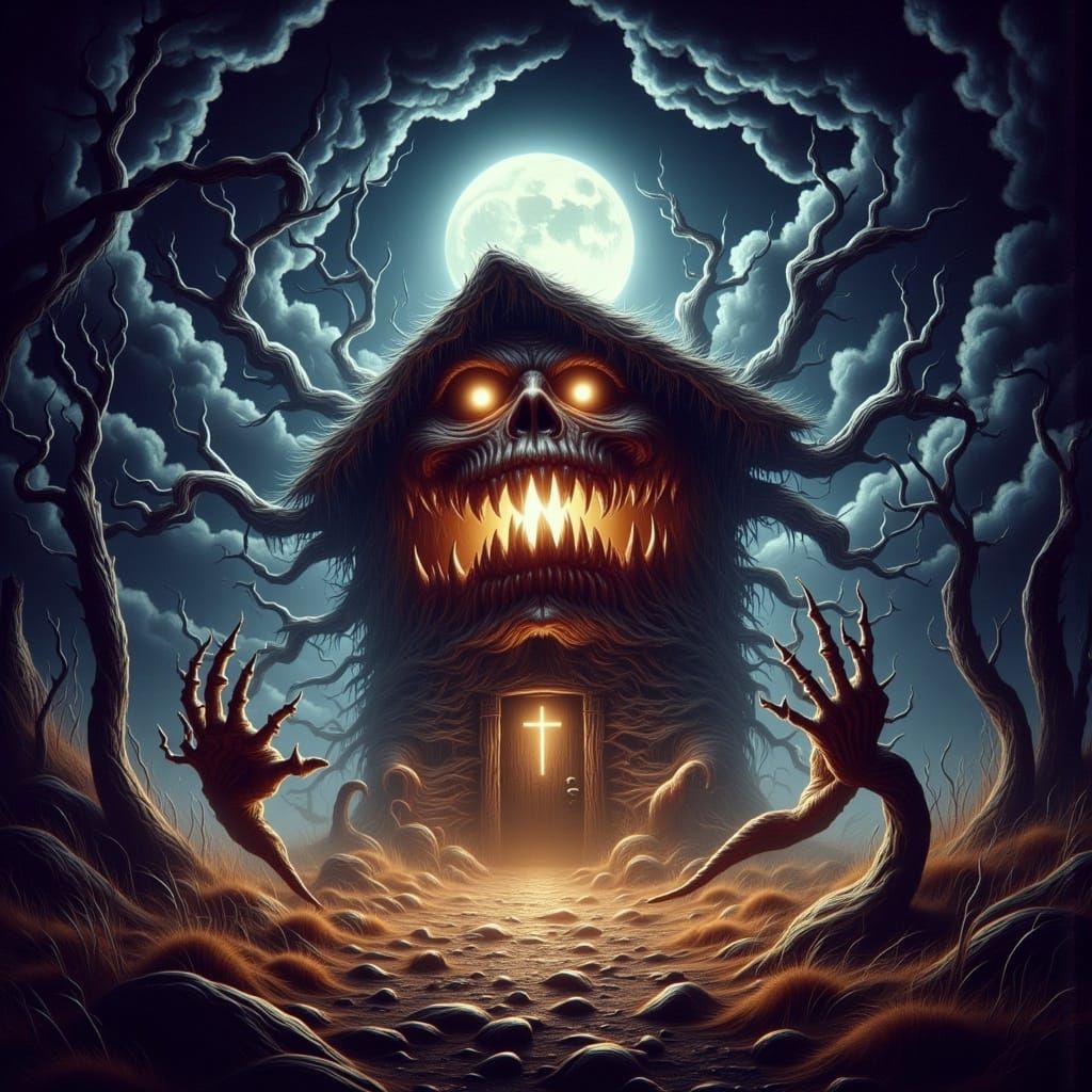 Welcome Home! - Distressed Wordart Glows with Menacing Energ...