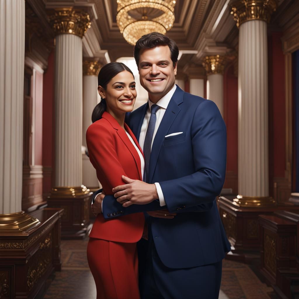matt gaetz embracing Alexandria Ocasio-Cortez 8k render gorgeous ...