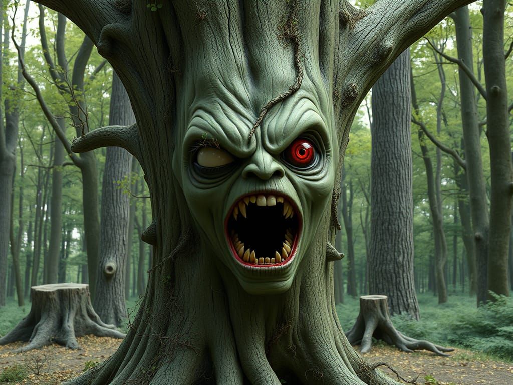 Hyper-Realistic Tree Monster in Woodpunk Style - AI Art