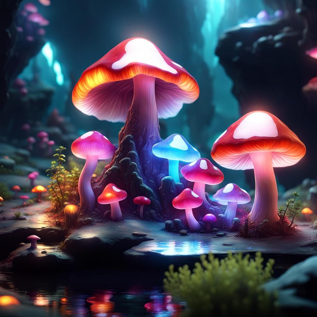 Magical mushrooms - AI Generated Artwork - NightCafe Creator