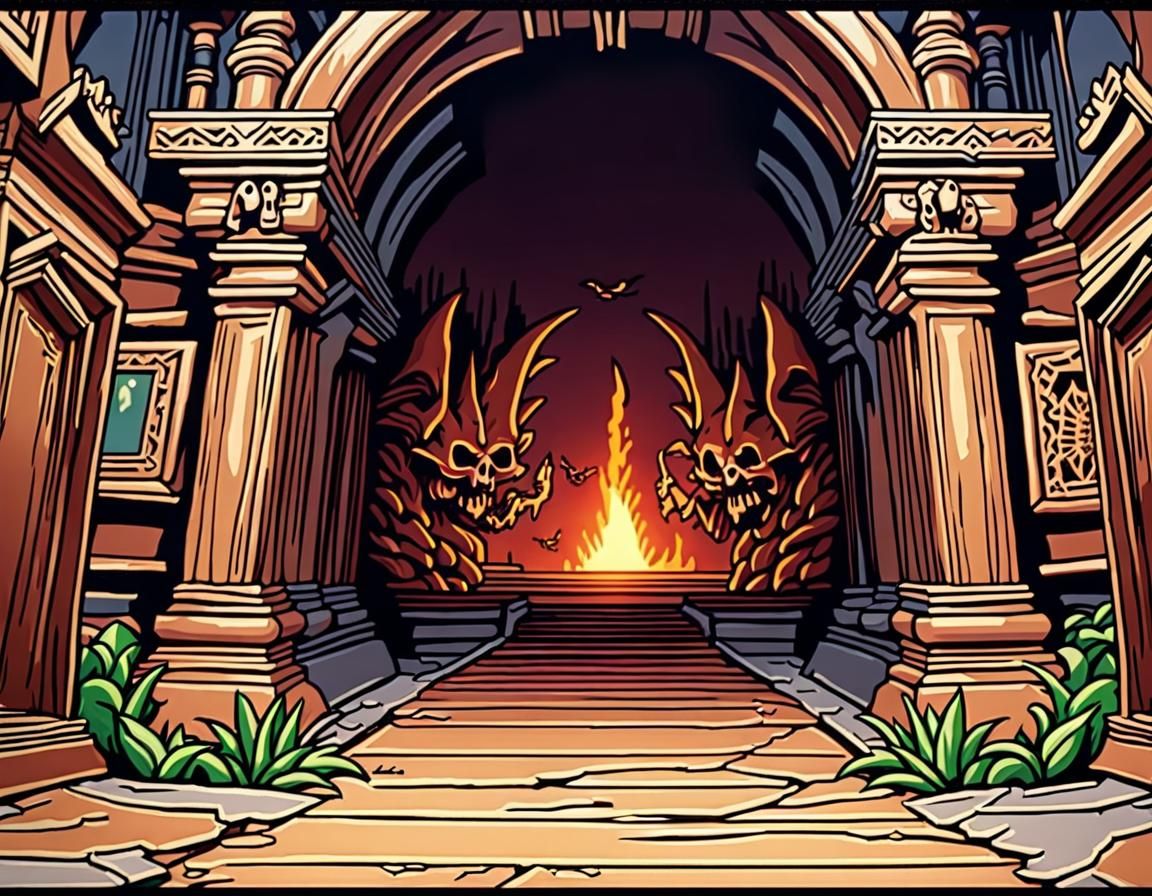 A tunnel leading to Medieval hidden lair with a dragon at the end ...