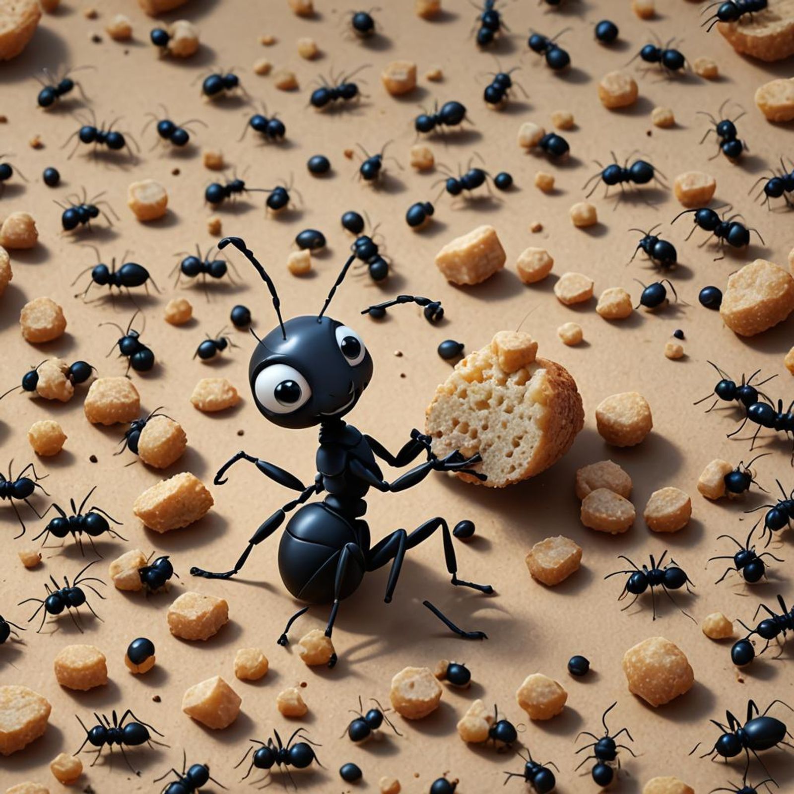 Cute Ant eating crumb - AI Generated Artwork - NightCafe Creator