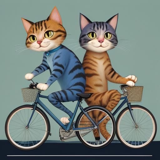 Cats riding bicycles - AI Generated Artwork - NightCafe Creator