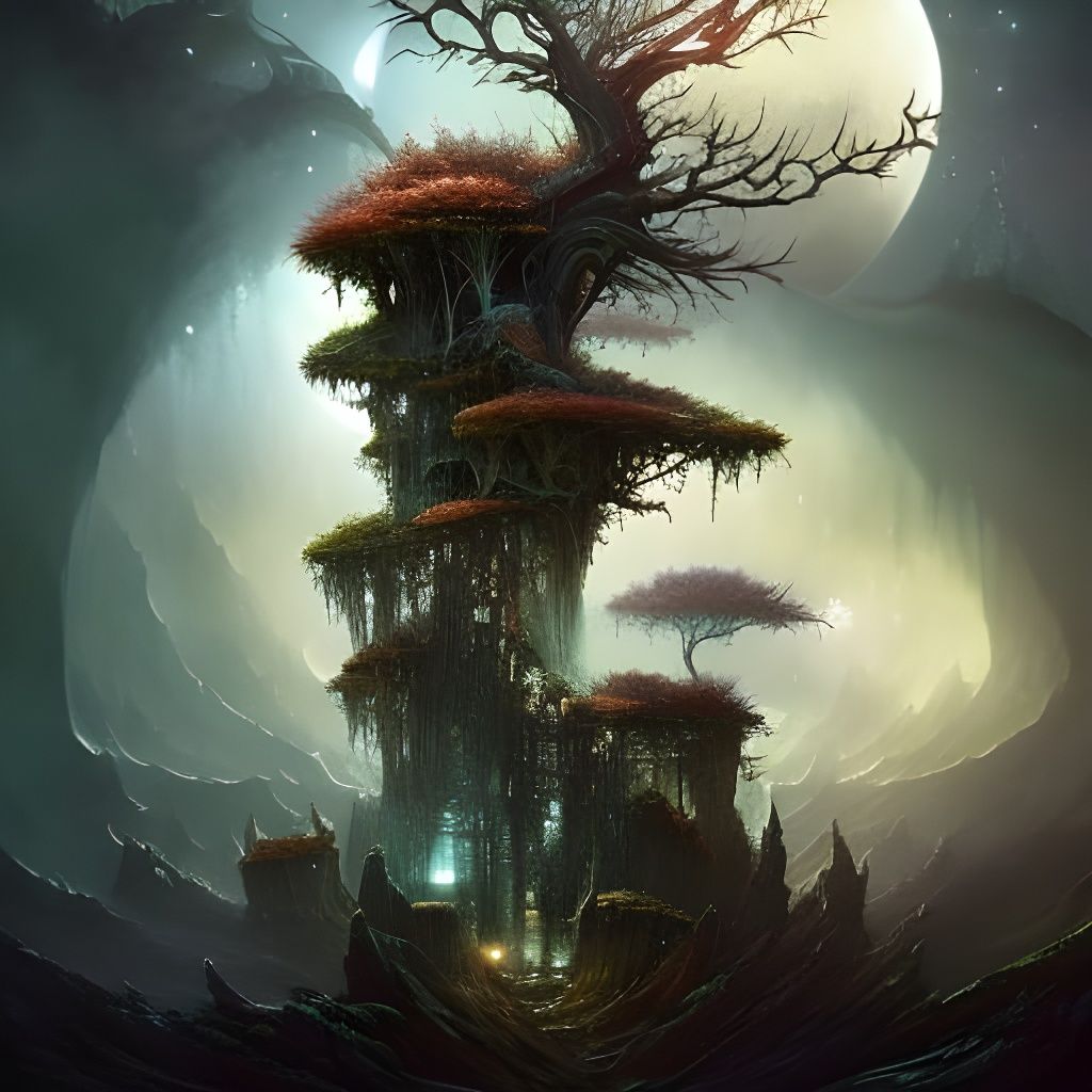 Dreamcore tree village - AI Generated Artwork - NightCafe Creator