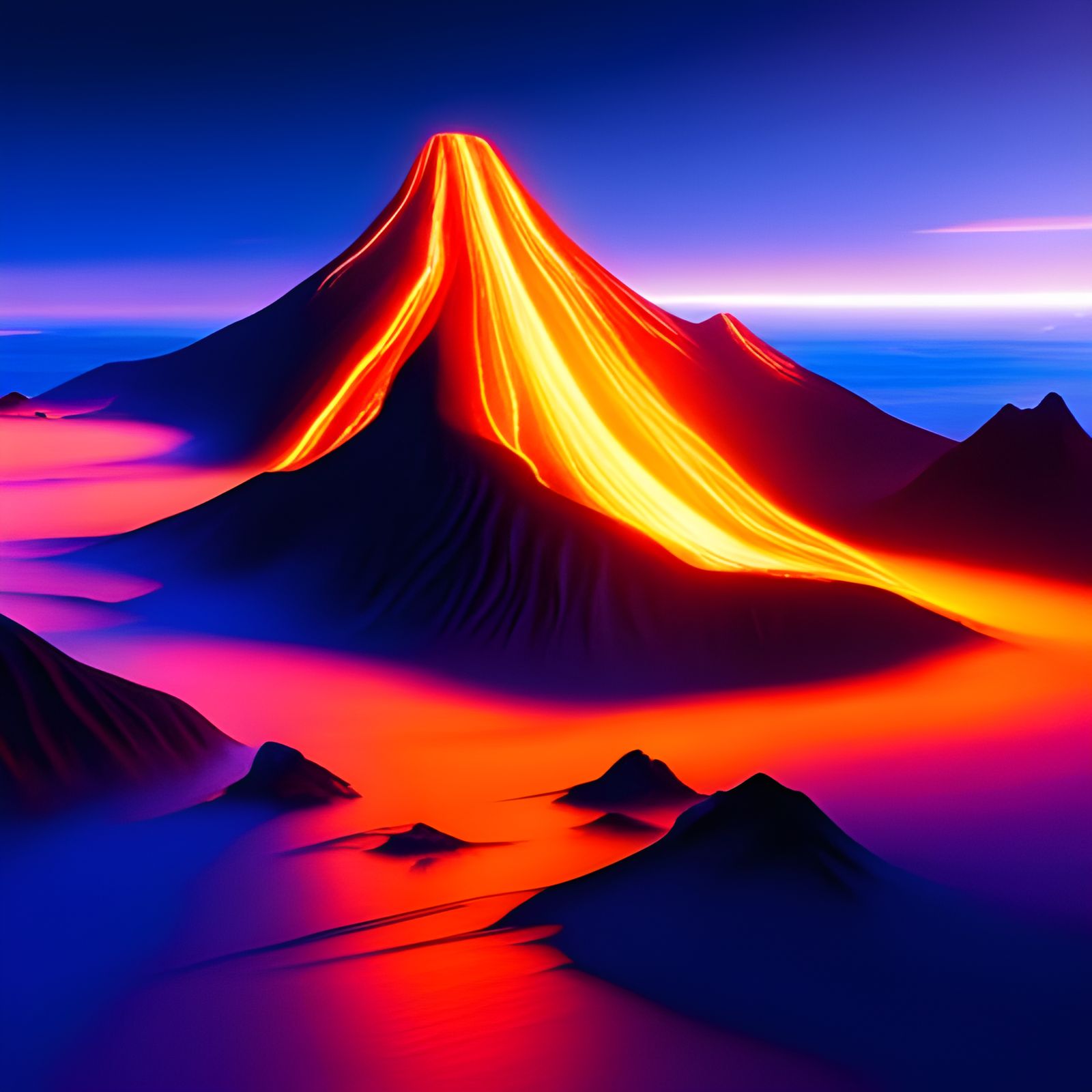 giant Volcanoes with running lava - AI Generated Artwork - NightCafe ...