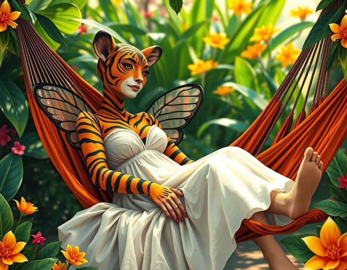 Zebra-Tiger-Bumblebee Girl Enjoying Spring