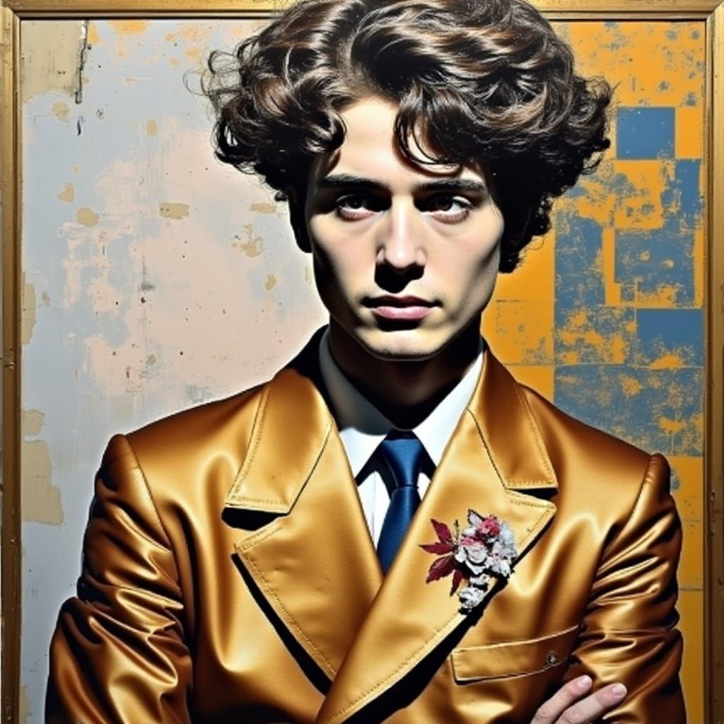 Curly Haired Man in Golden Ratio Harmony - AI Art