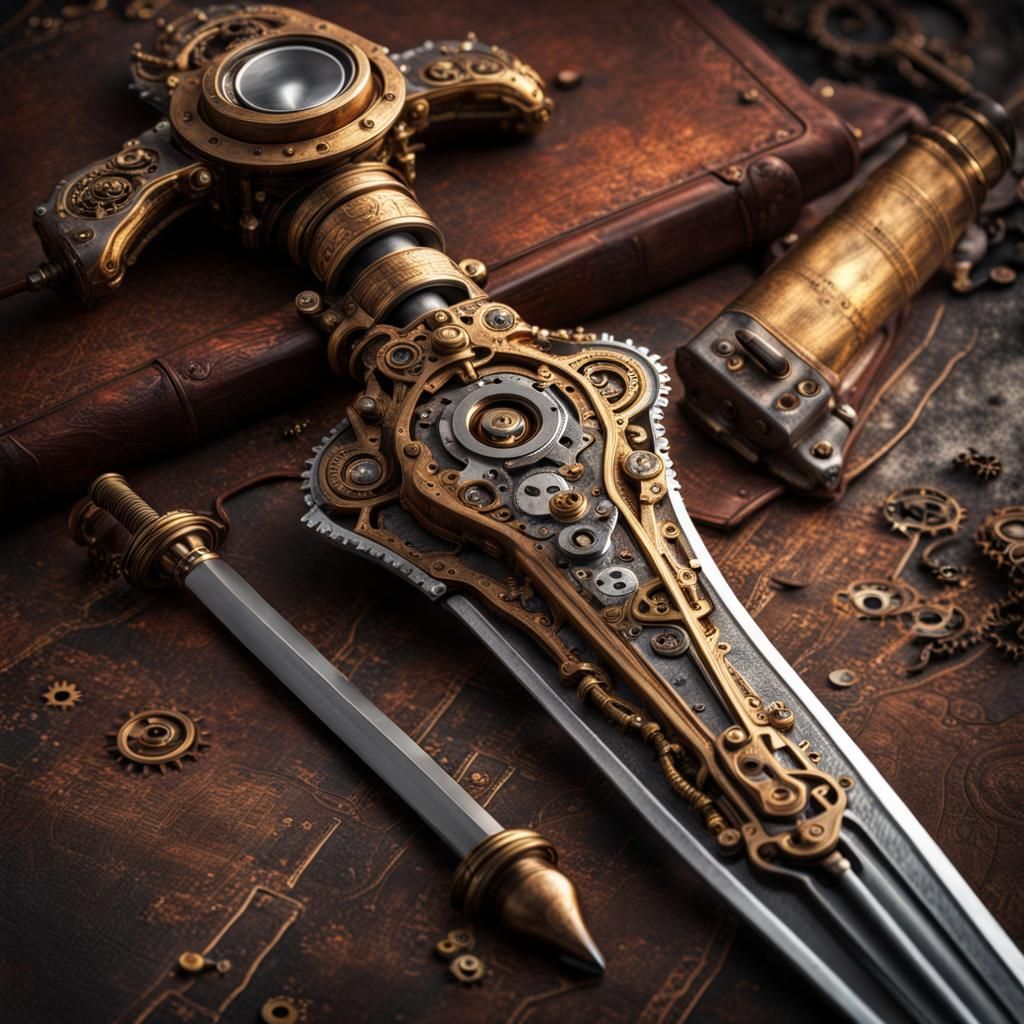 steampunk elemental sword - AI Generated Artwork - NightCafe Creator