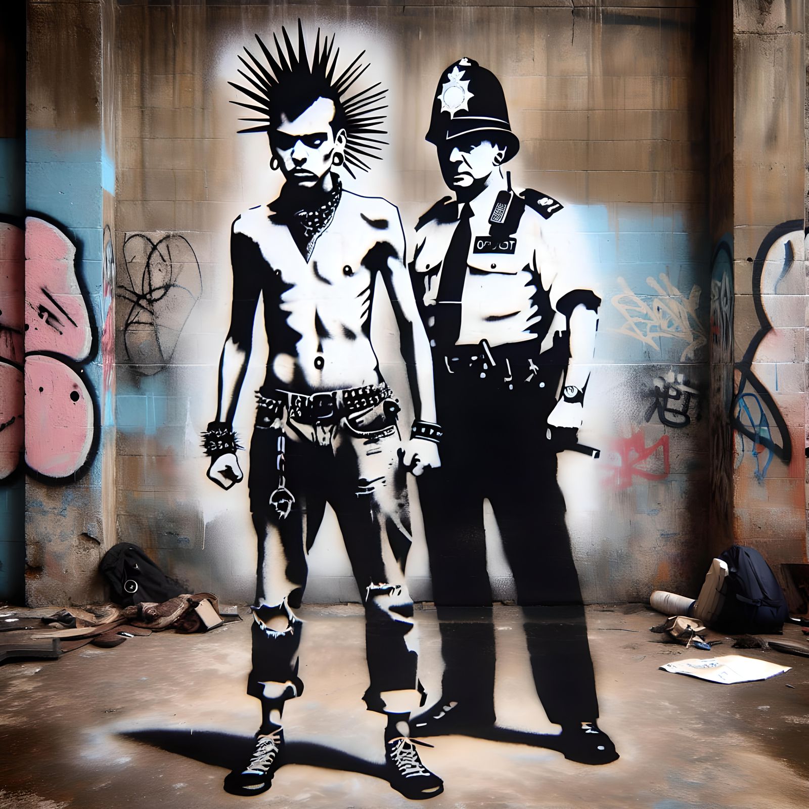 Punk & Cop #6 - AI Generated Artwork - NightCafe Creator