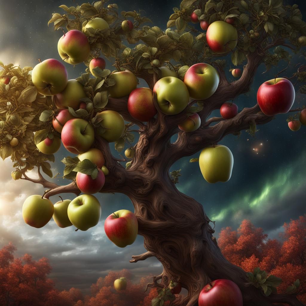 Imagination of apples on a Tree in the heavens - AI Generated Artwork ...