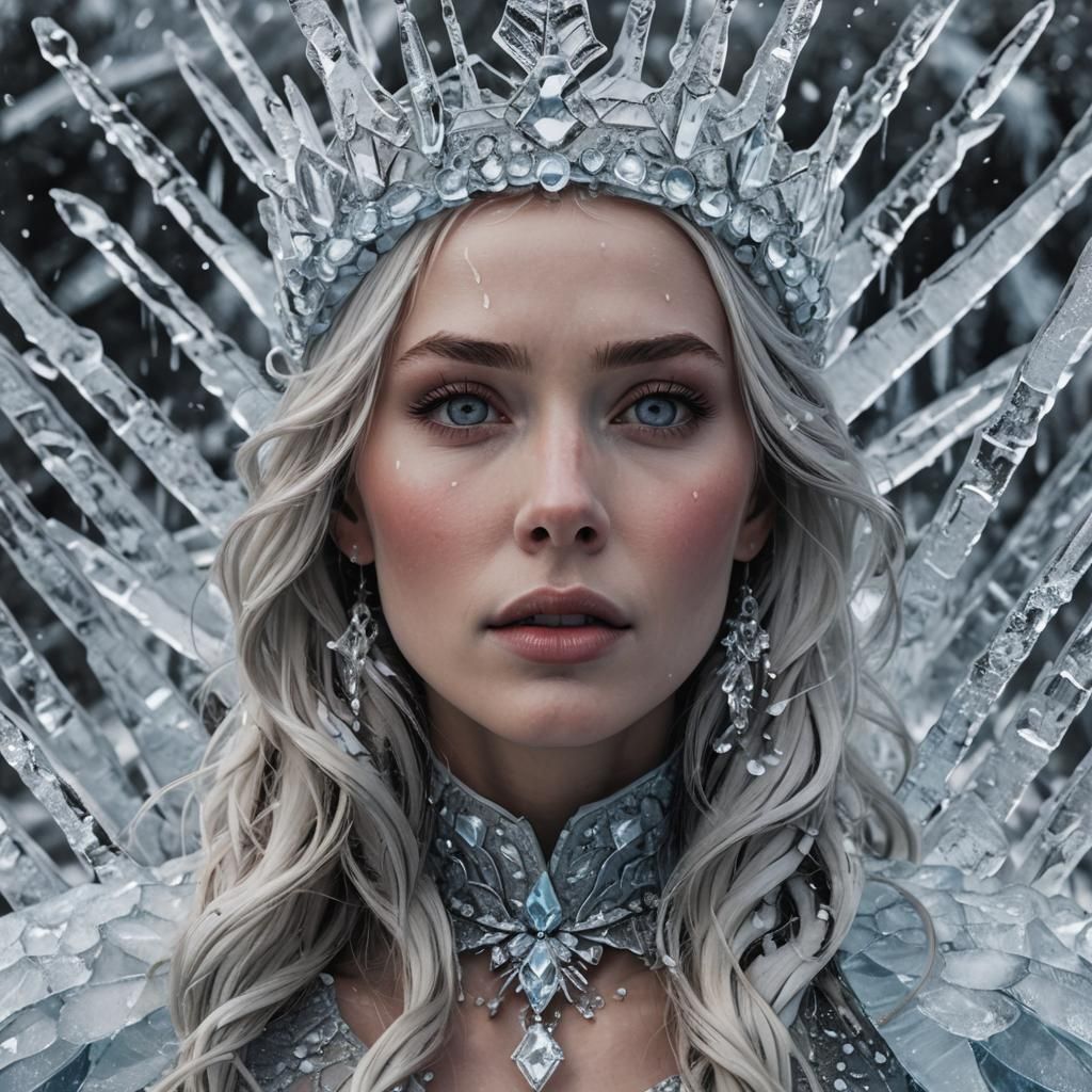 Looking up into the face of the ice queen wearing a crown of icicles - AI Generated Artwork ...