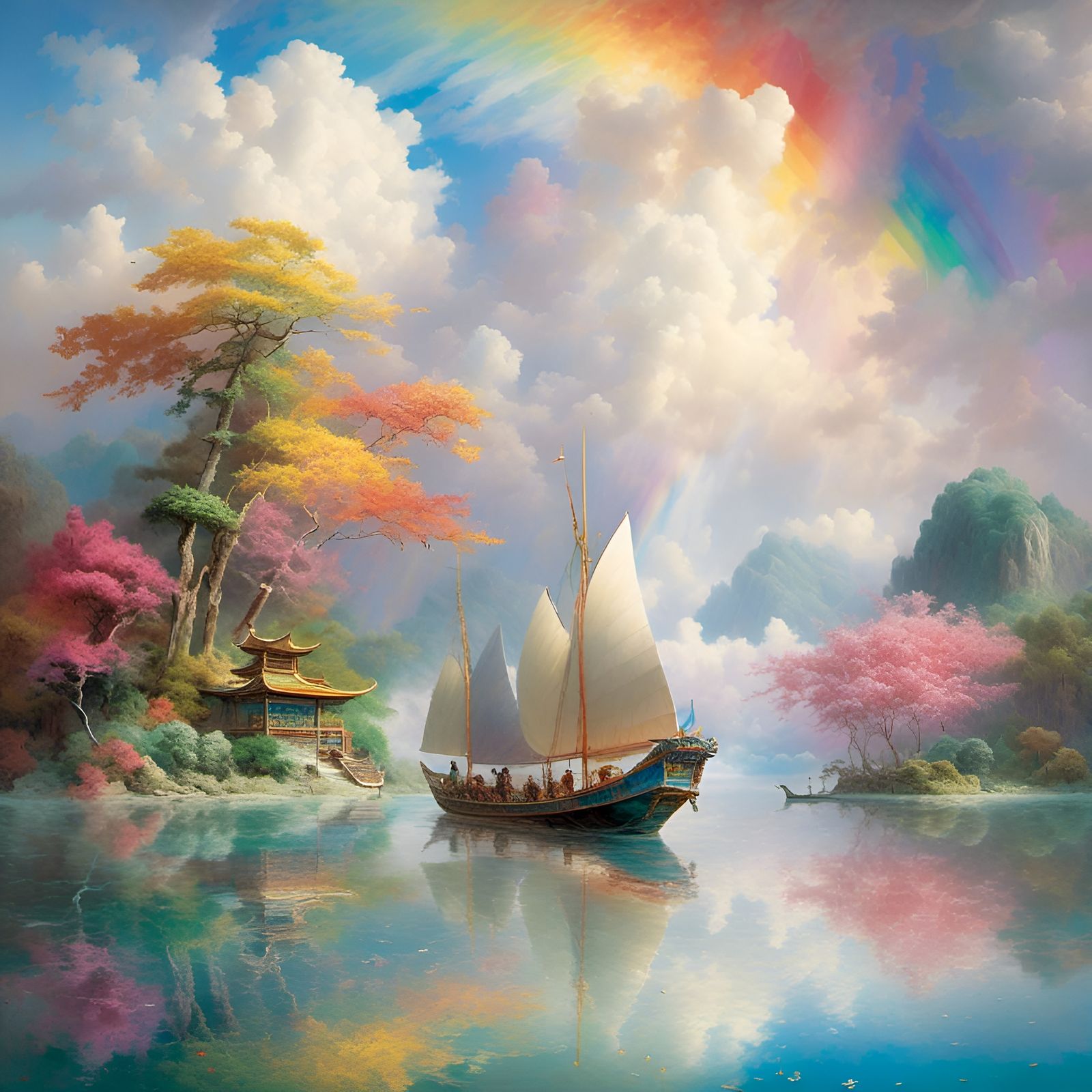 1845 Buddhist boat: An exquisite impressionist painting captures the ...