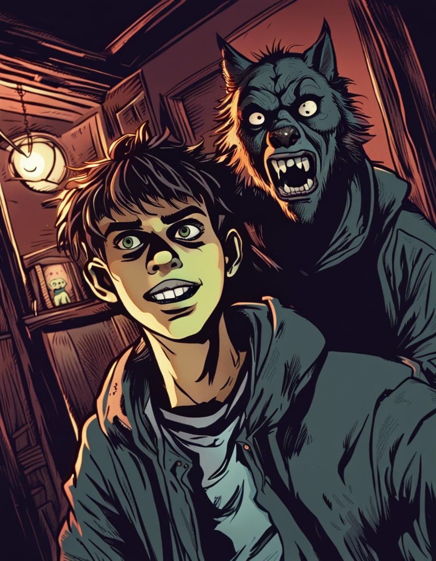 A selfie of a teenager with a werewolf - AI Generated Artwork ...