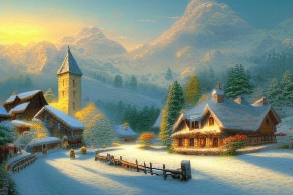 Medieval Winter Village II - AI Generated Artwork - NightCafe Creator