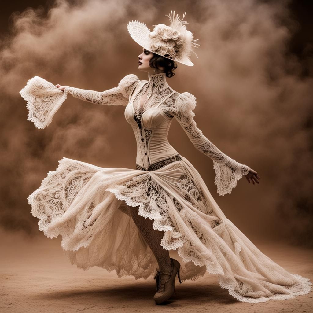 made entirely of lace dancing in dust - AI Generated Artwork ...