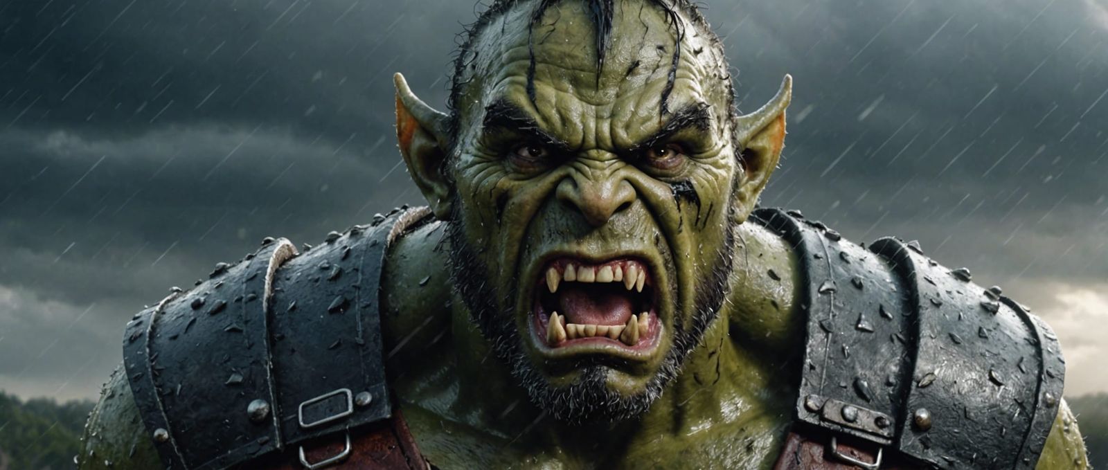Orc angrily venting his anger and screaming loudly about the bad ...