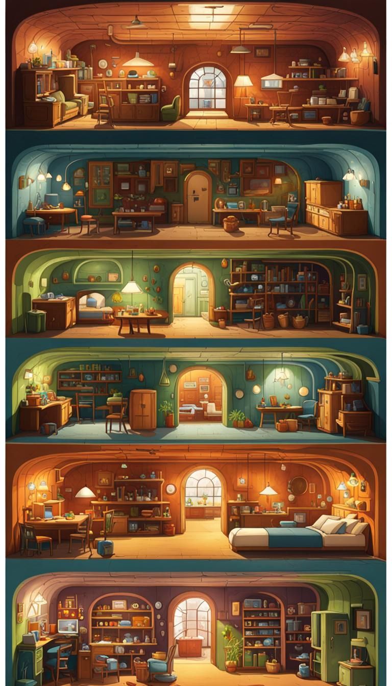 Multi-level underground dwelling - AI Generated Artwork - NightCafe Creator