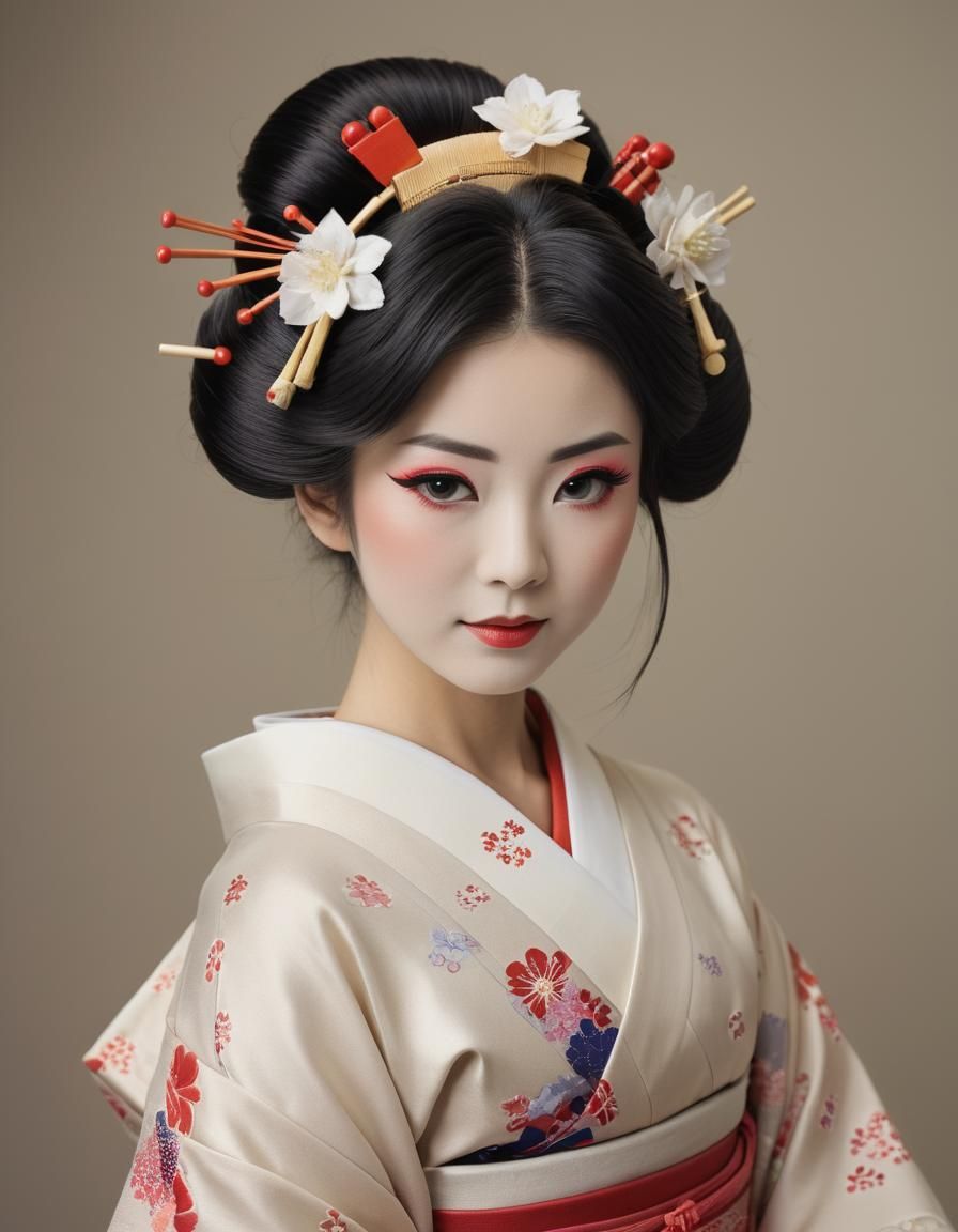Geisha Lady (variations) - Geisha Beauty in Vibrant Colors