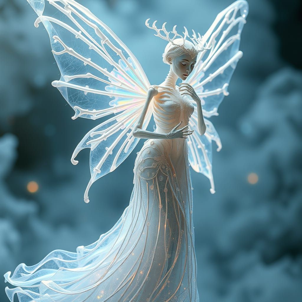 fairy of bones - Ethereal Bone Fairy in Crystal Gown with Ir...