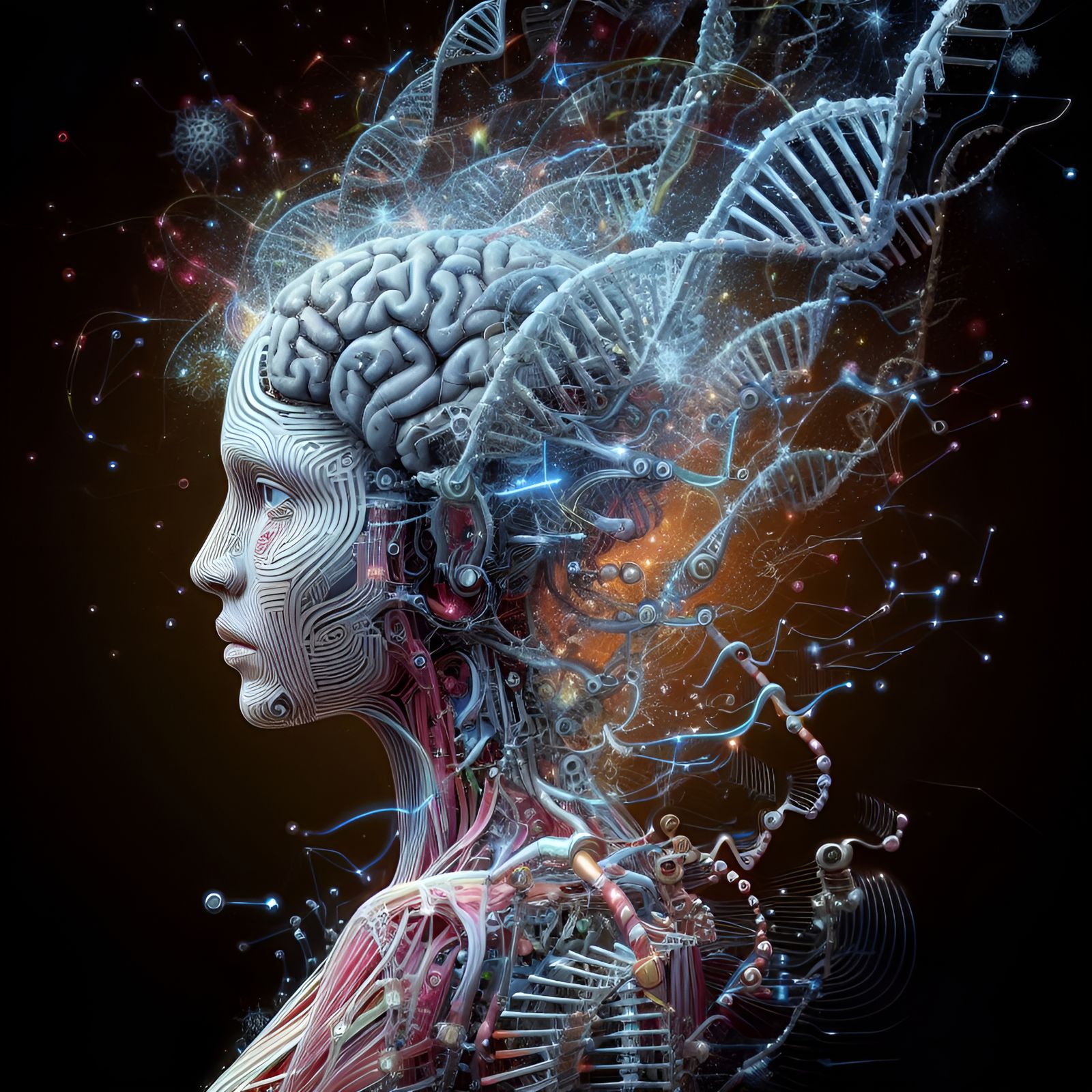 Helix brain female figure - AI Generated Artwork - NightCafe Creator