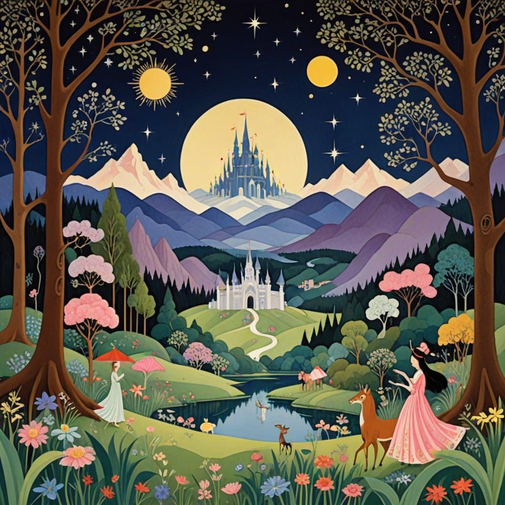 Joyful Kingdom Birth in Vibrant Phad Style - AI Art