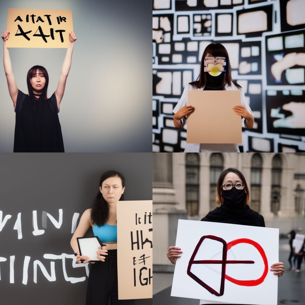 Professional photo of artist protesting against A.I generated art ...