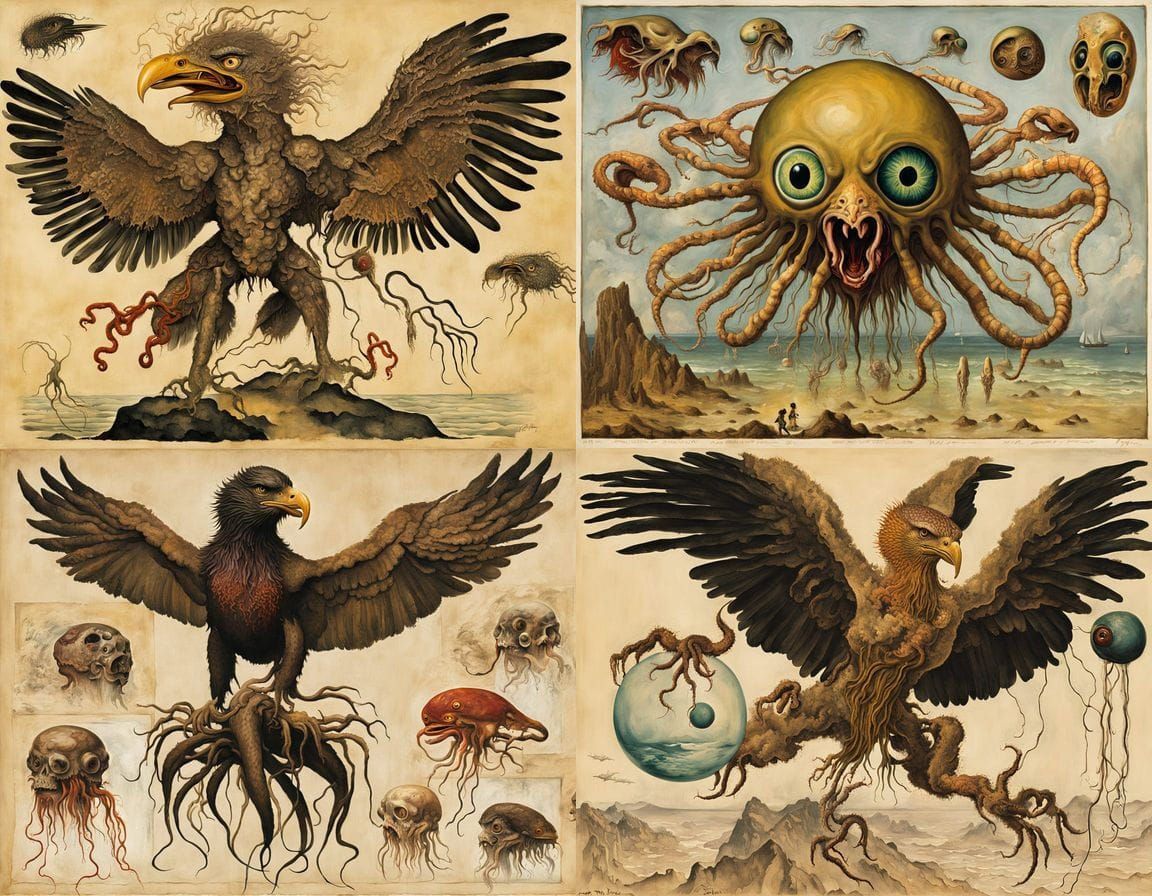 Surrealistic Vision of a Deformed Creature in a Tr... - AI Art