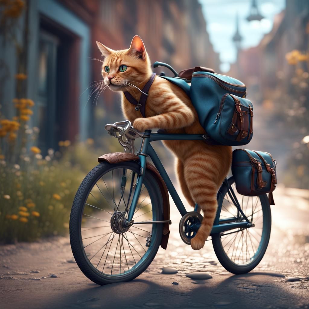 cat on a bicycle - AI Generated Artwork - NightCafe Creator